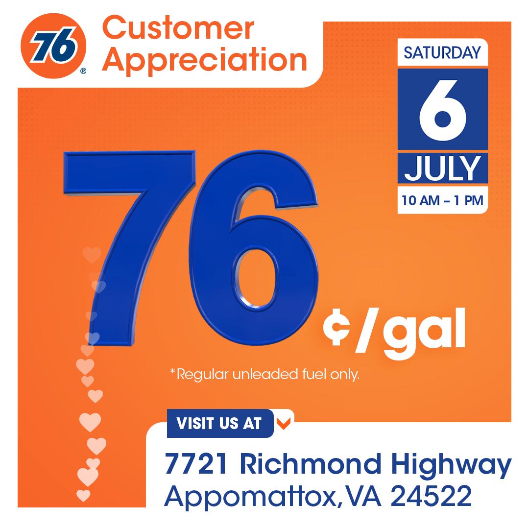76 Per Gallon Gas On 7 6 At The 76 In Appomattox